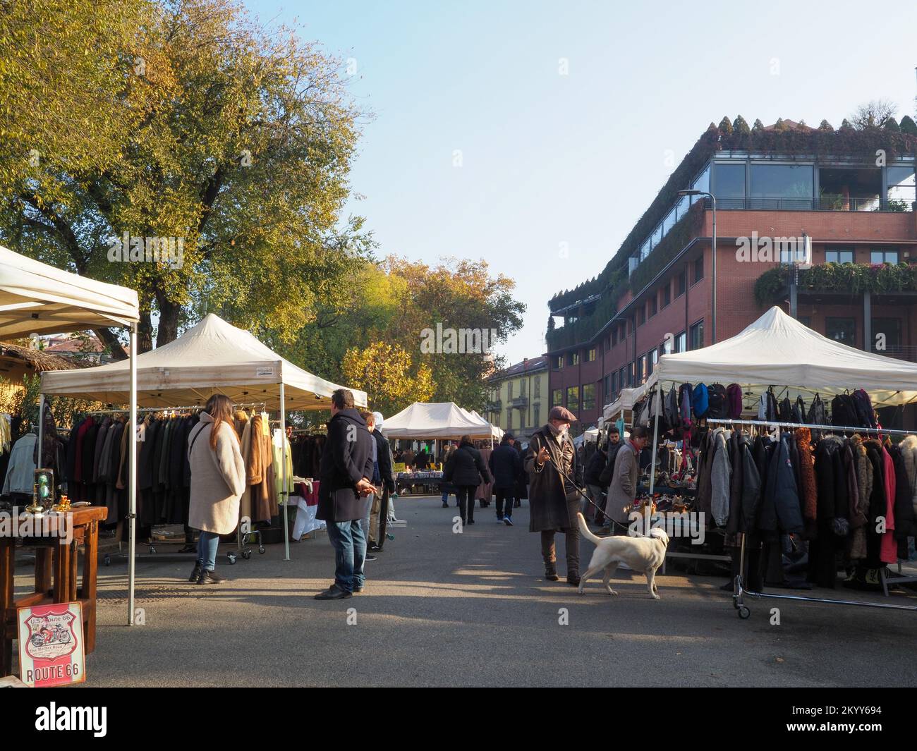 Milano, Italy - November 2022 Senigalia antique market in Navigli canal ...