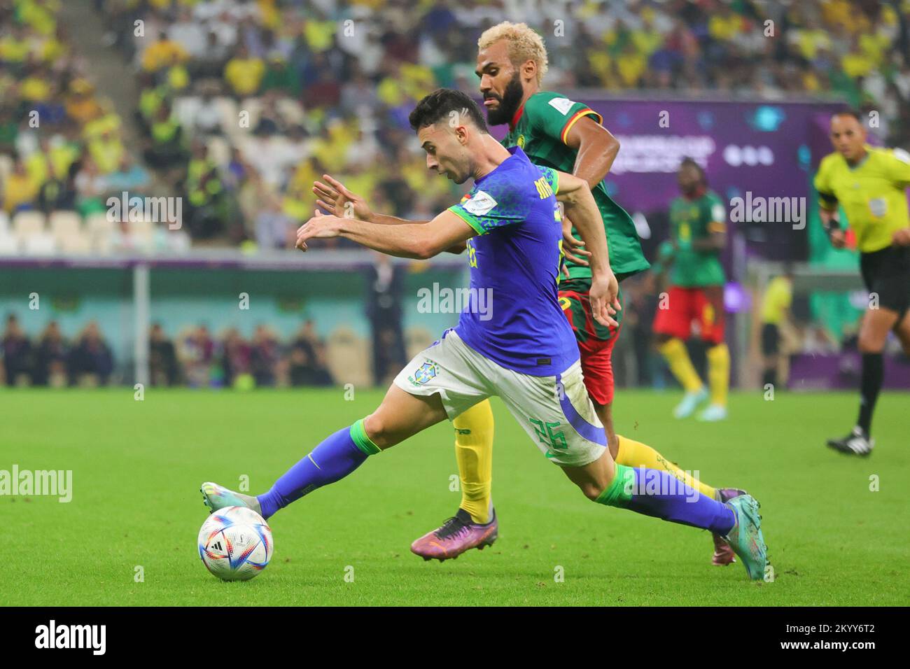Lusail, Qatar. 02nd Dec, 2022. Gabriel Martinelli of Brazil is ...