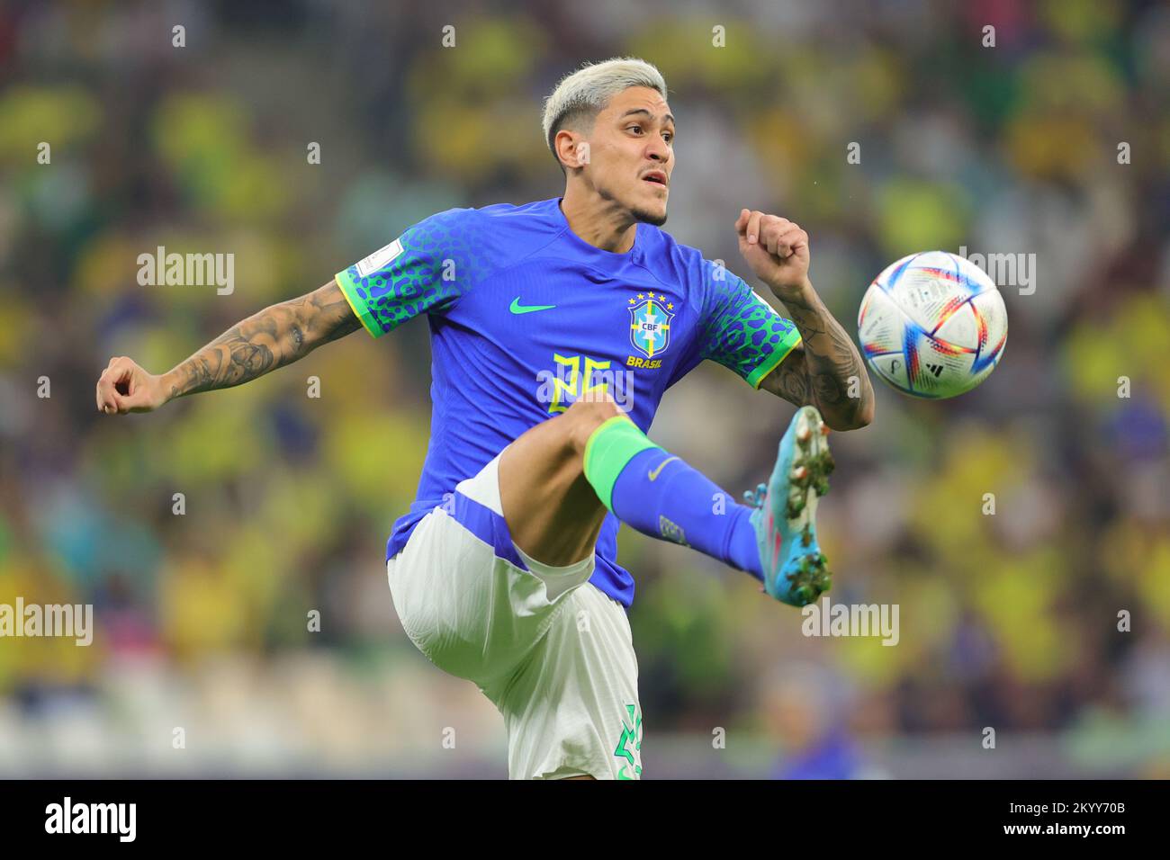 Lusail, Qatar. 02nd Dec, 2022. Pedro of Brazil controls the ball during ...