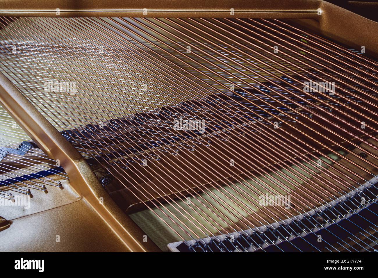 Strings of a Baby Grand Piano Stock Photo - Alamy