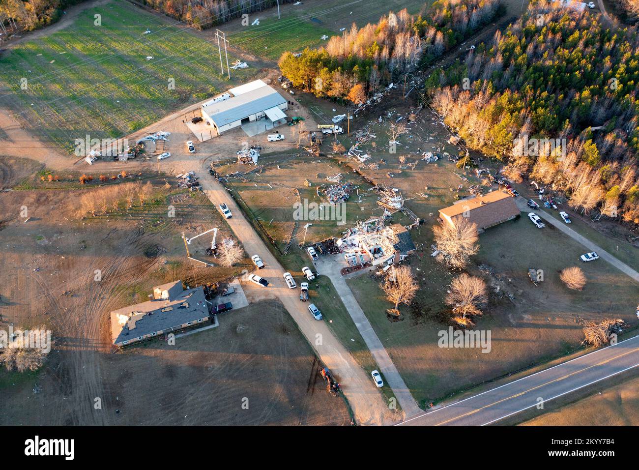 Steens, MS - November 30, 2022: Tornado damage aftermath to homes and ...