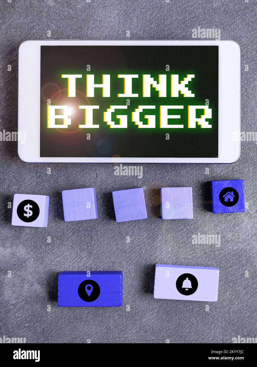 Conceptual display Think Bigger. Word Written on being able to dream ...