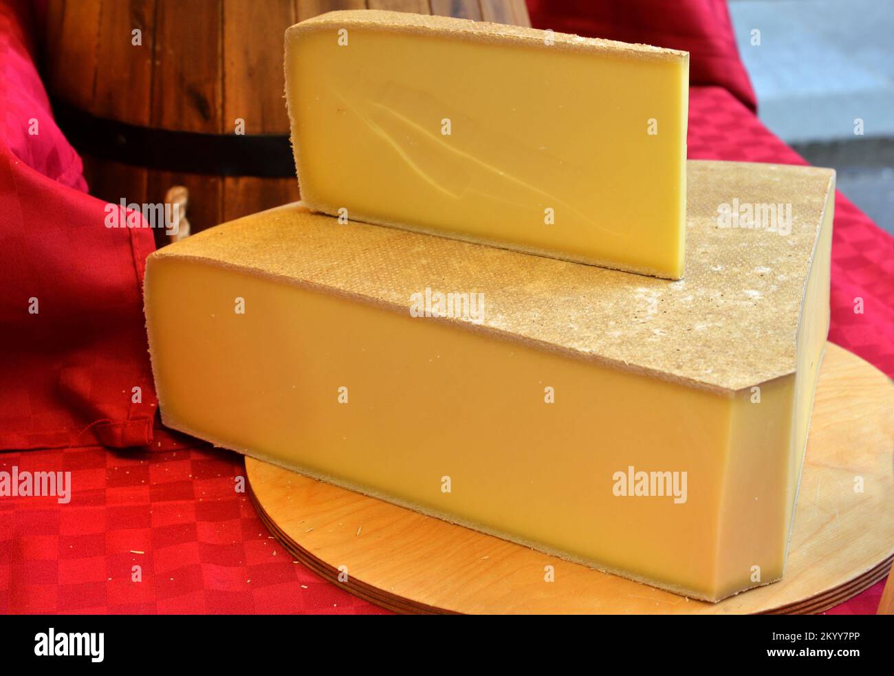 Italian food products, Toma alpine cheese of Piedmont Stock Photo - Alamy