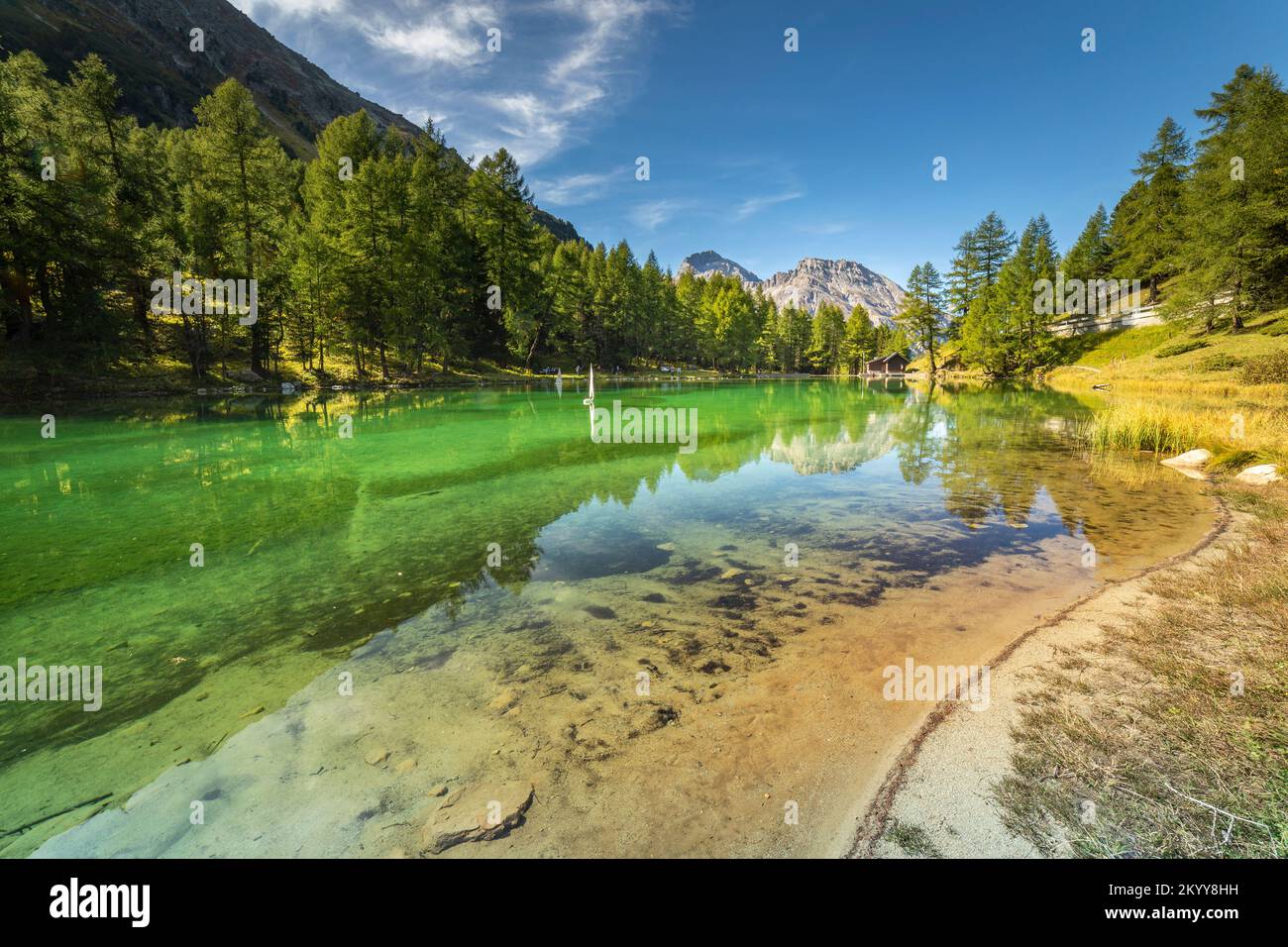 Alpine Lake Palpuogna at Albula Pass in Graubunden alps, Grisons ...