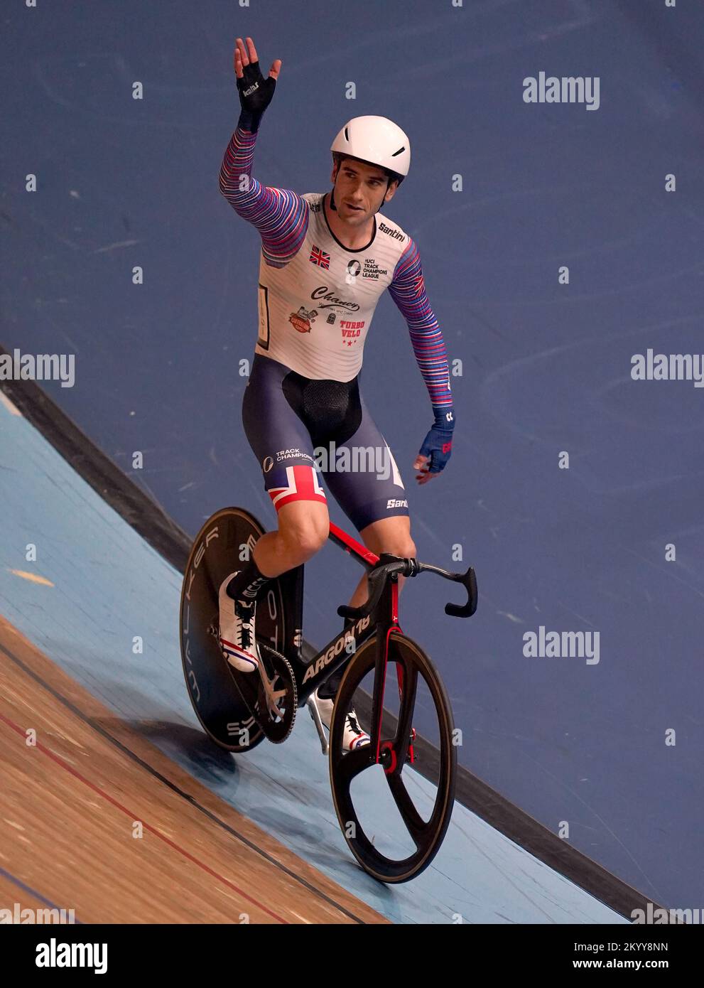 William Perrett celebrates winning the mens scratch race during day one ...