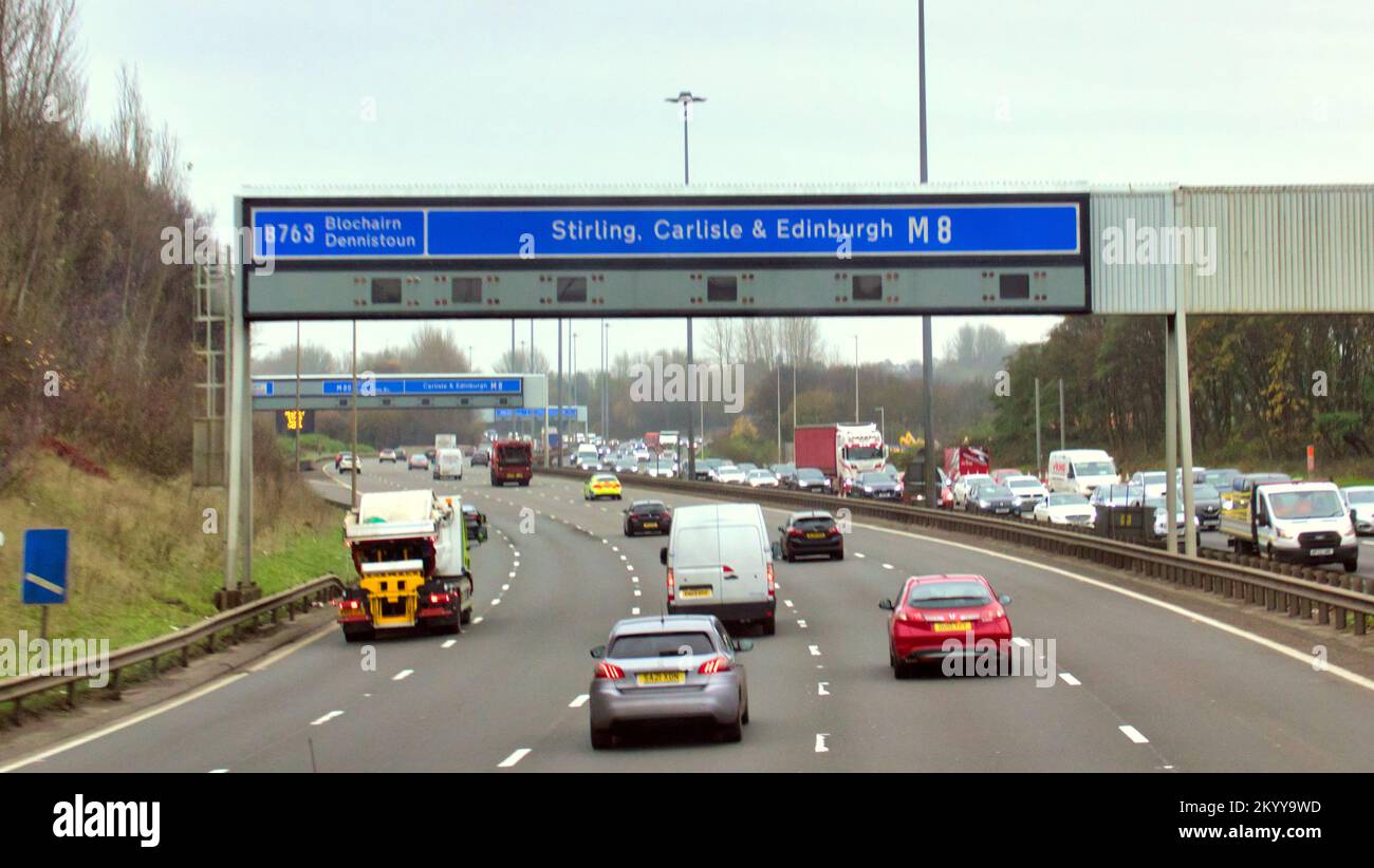 Glasgow to Edinburgh M8 motorway stirling carlisle edinburgh blochairn ...