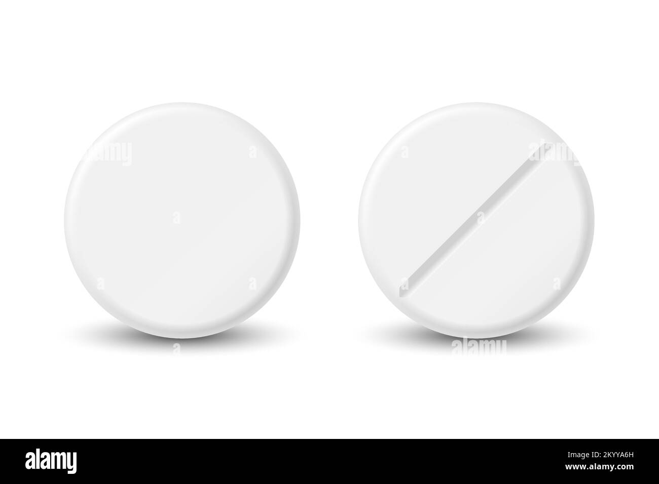 Vector 3d Realistic Round White Pharmaceutical Medical Pill, Capsule ...
