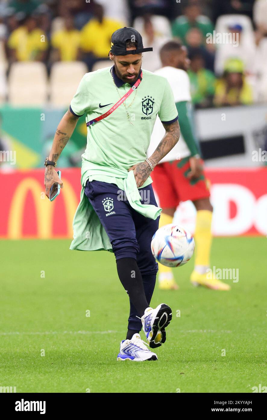 Al Daayen, Qatar. 02nd Dec, 2022. Neymar Jr of Brazil plays with the ...
