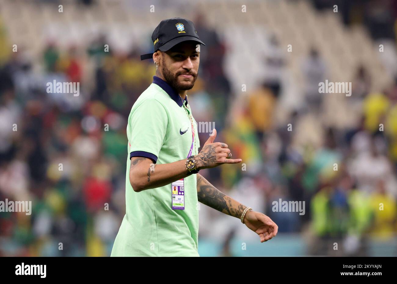 Al Daayen, Qatar. 02nd Dec, 2022. Neymar Jr of Brazil on the pitch ...