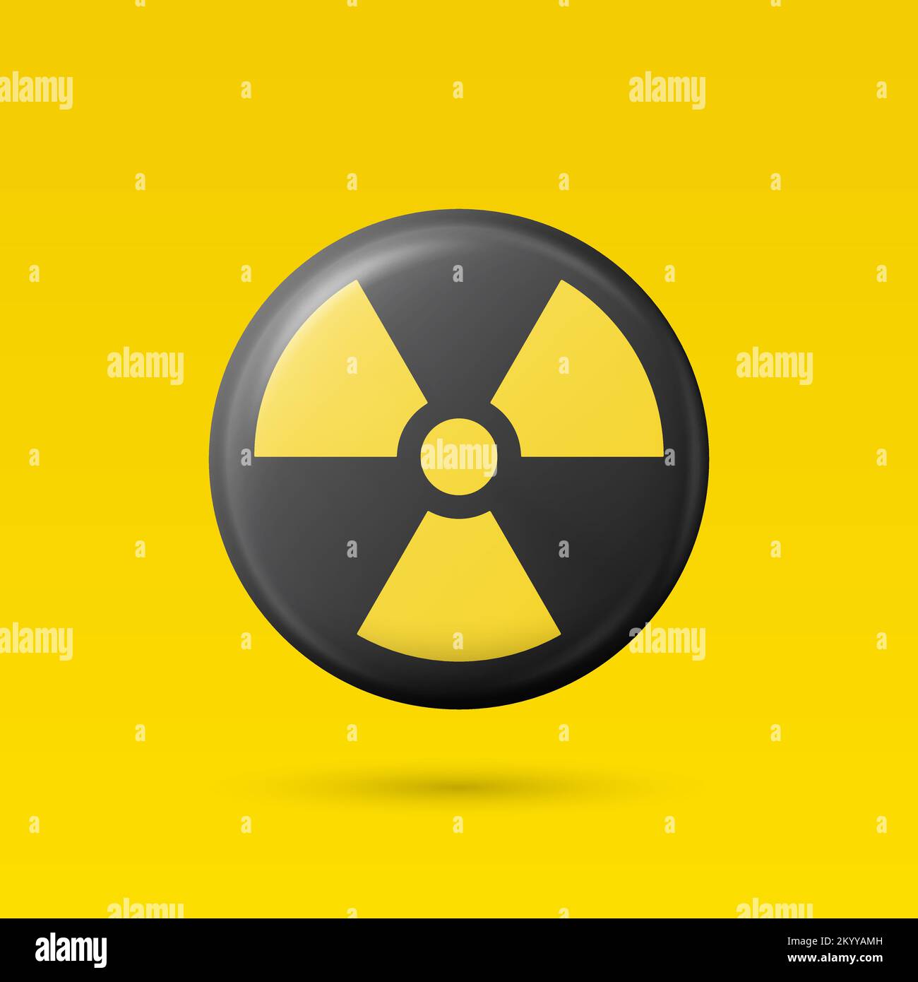 Vector Yellow Warning, Danger Nuclear Sign, Black Button Badge Icon ...
