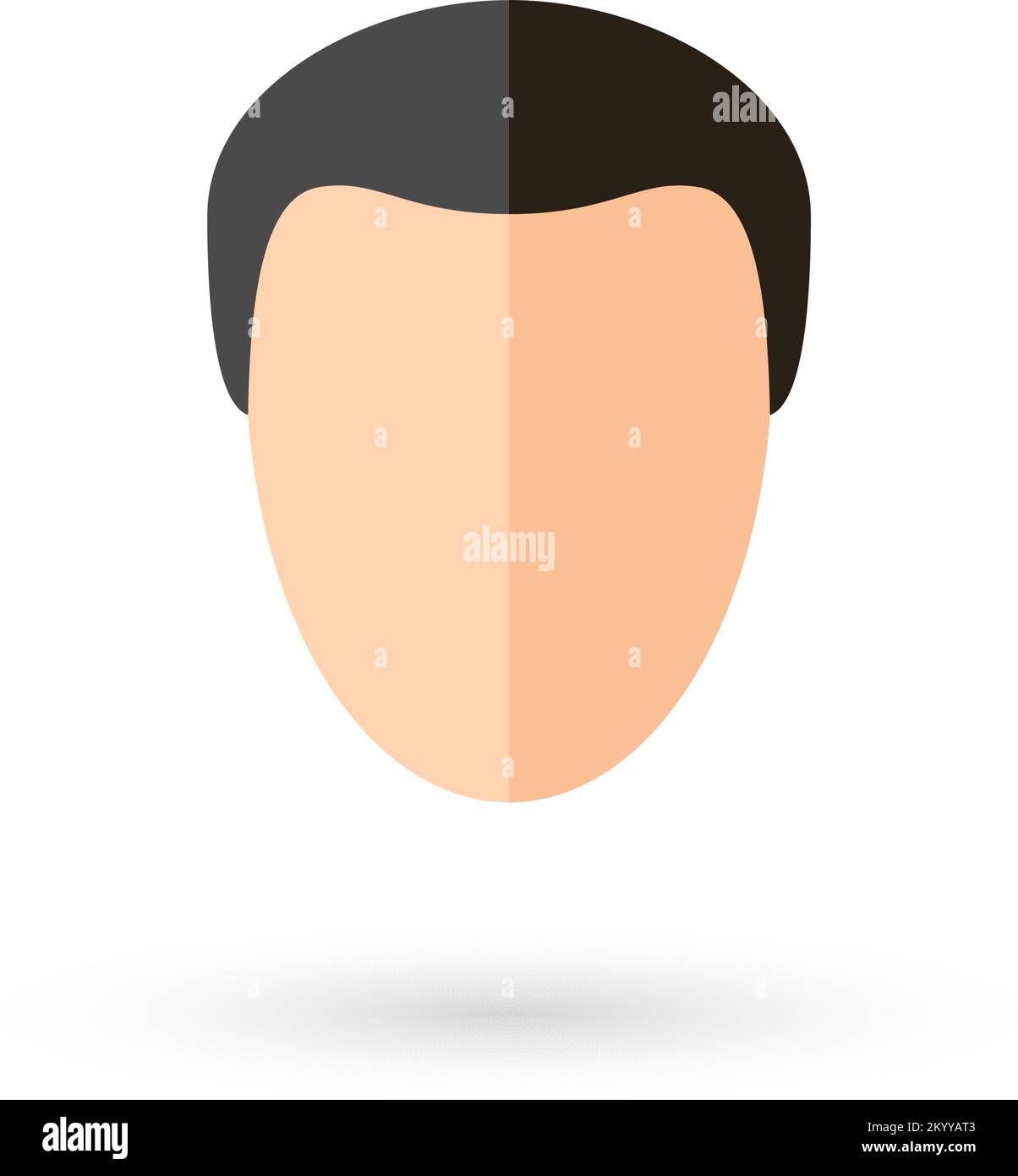 Male Faceless Head Avatar Icon with Black Hairstyle. Isolated and Flat ...