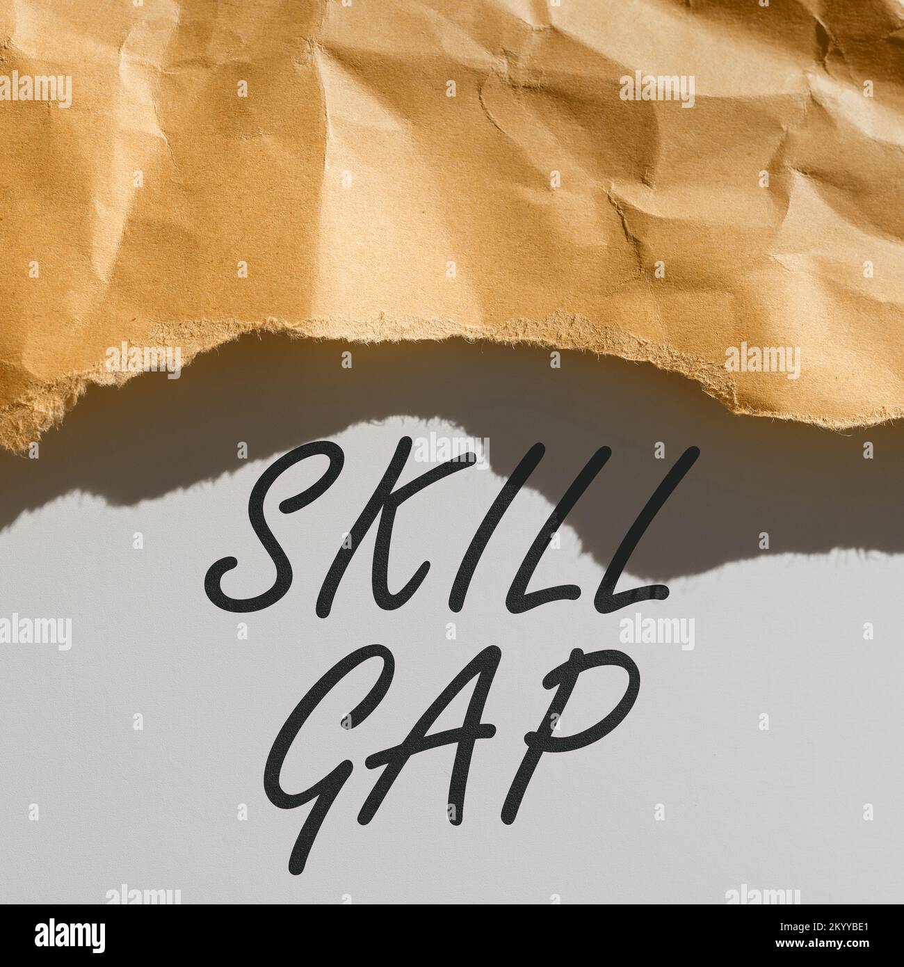 Conceptual caption Skill Gap. Business overview Refering to a person's ...