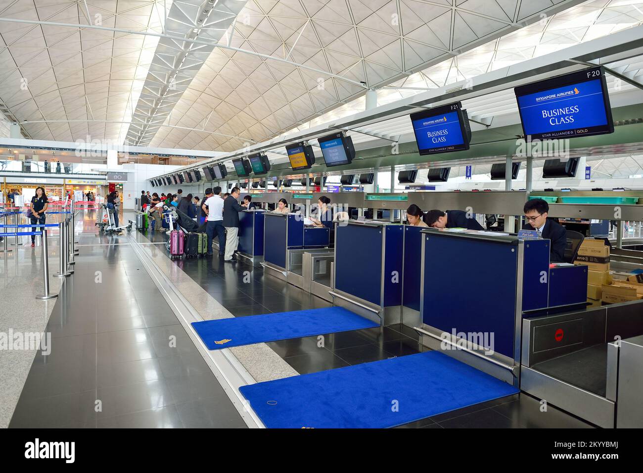 HONG KONG - NOVEMBER 03, 2015: check-in area in Hong Kong Airport. Hong ...
