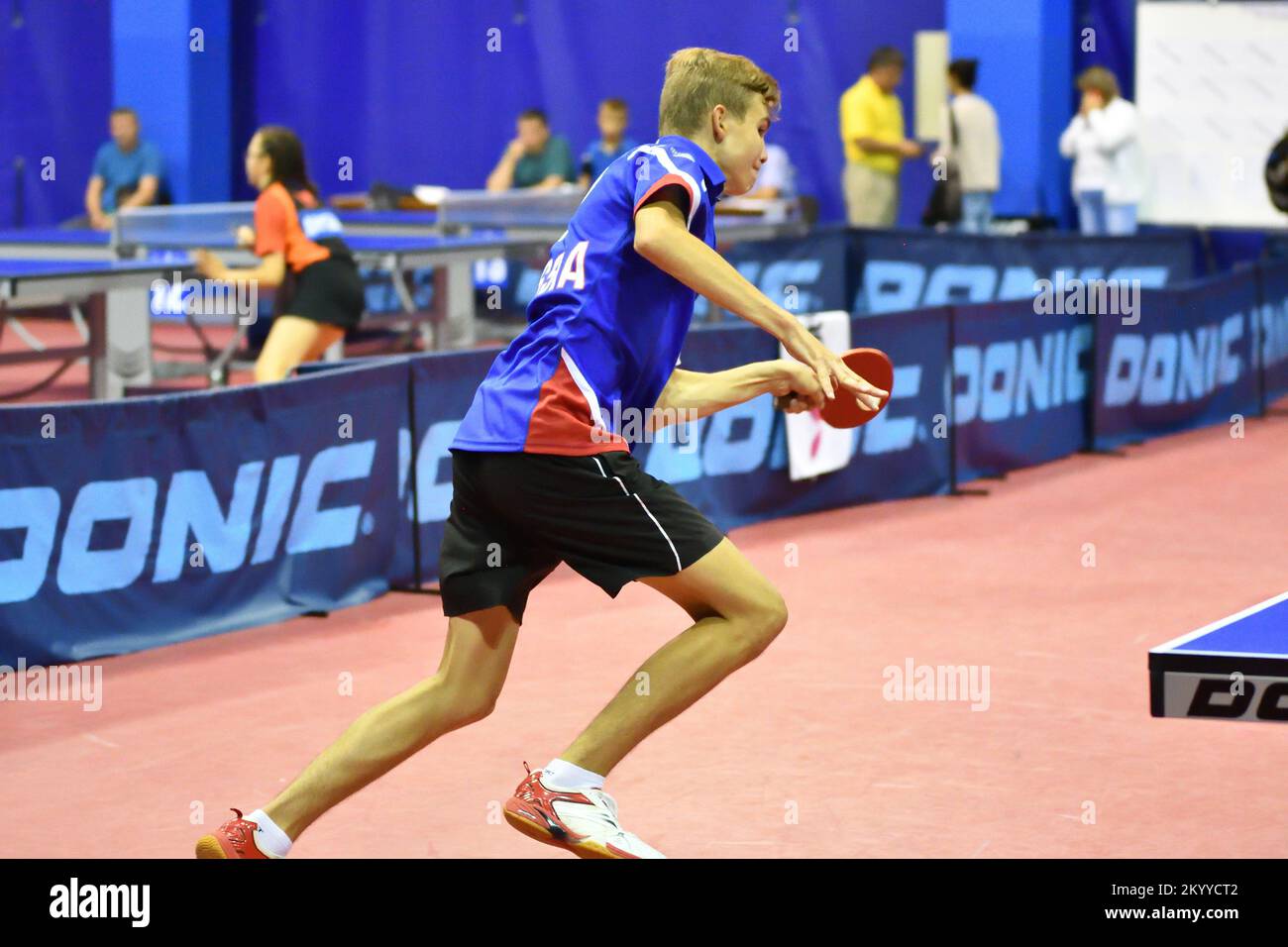 Orenburg, Russia - September 14, 2017 year: Boys playing ping pong ...