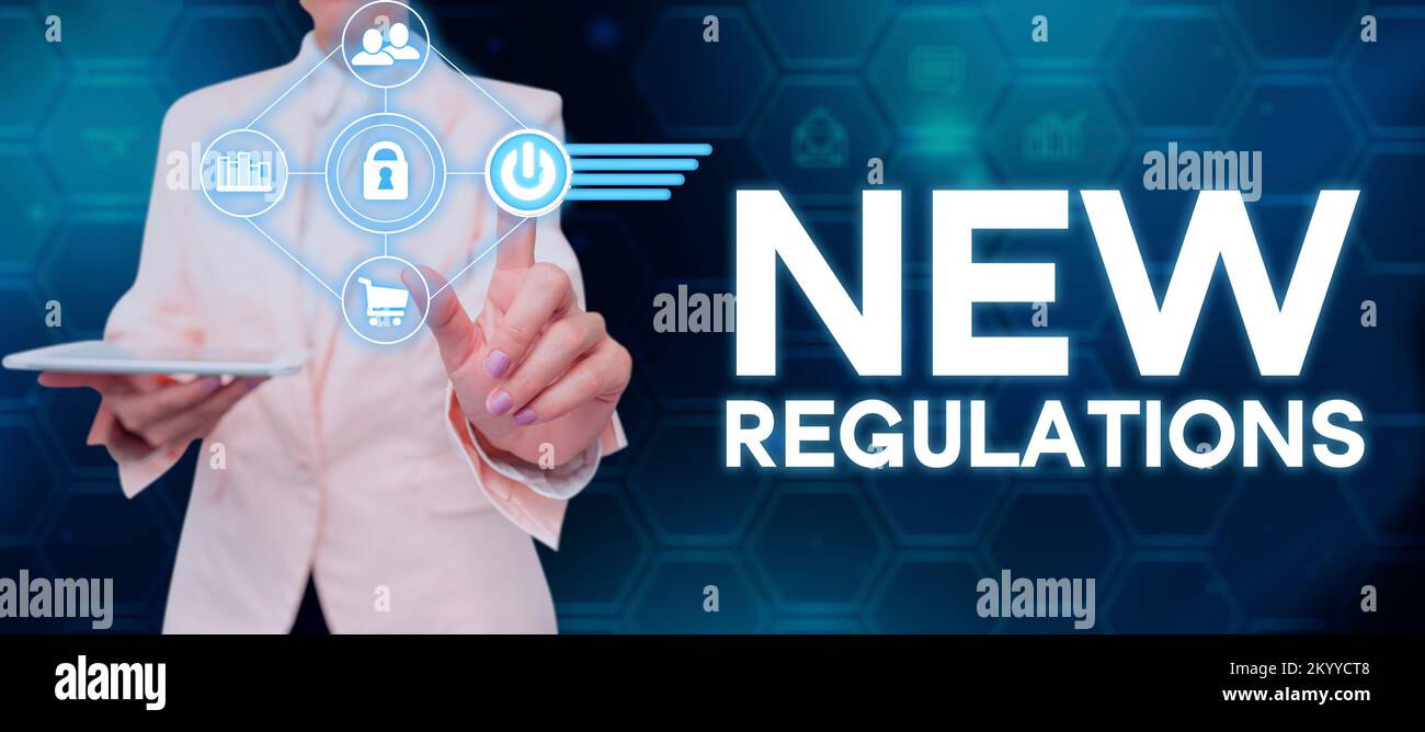 Text sign showing New Regulations. Concept meaning Regulation ...