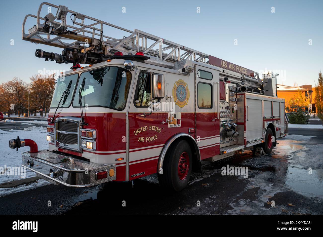 A fire truck from the 92nd Civil Engineer Squadron fire department ...