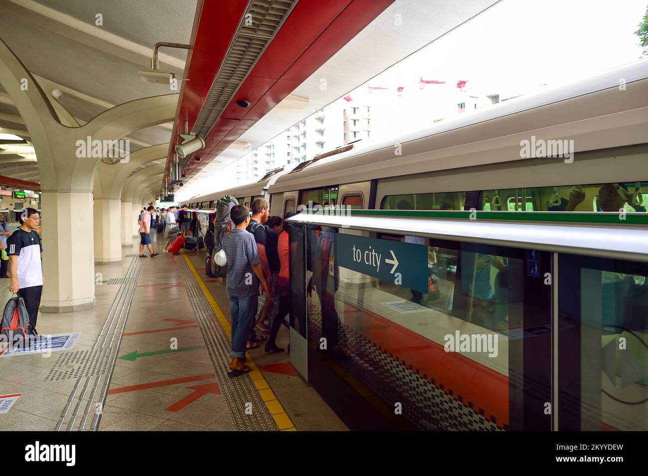 SINGAPORE - NOVEMBER 07, 2015: half-height platform screen doors at MRT ...