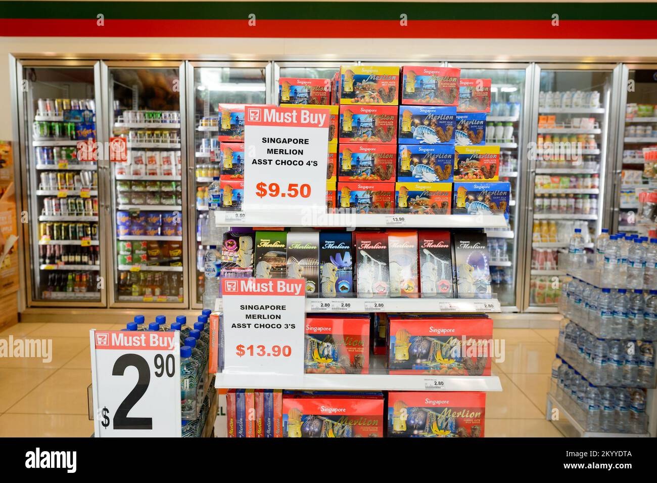 SINGAPORE - NOVEMBER 08, 2015: interior of 7-Eleven store. 7-Eleven is ...