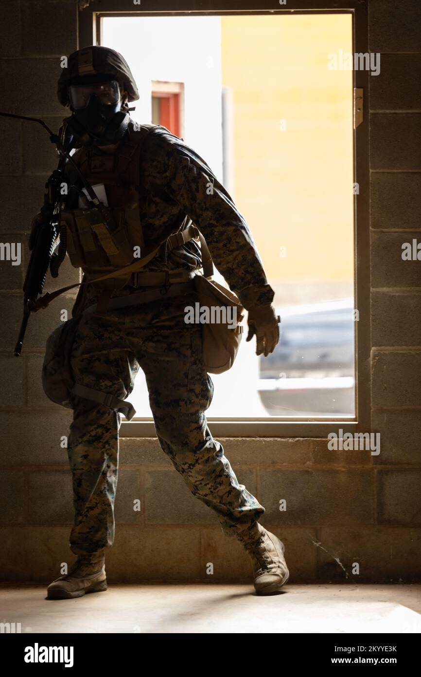 A U.S. Marine with Marine Wing Support Squadron 273, Marine Air Control ...