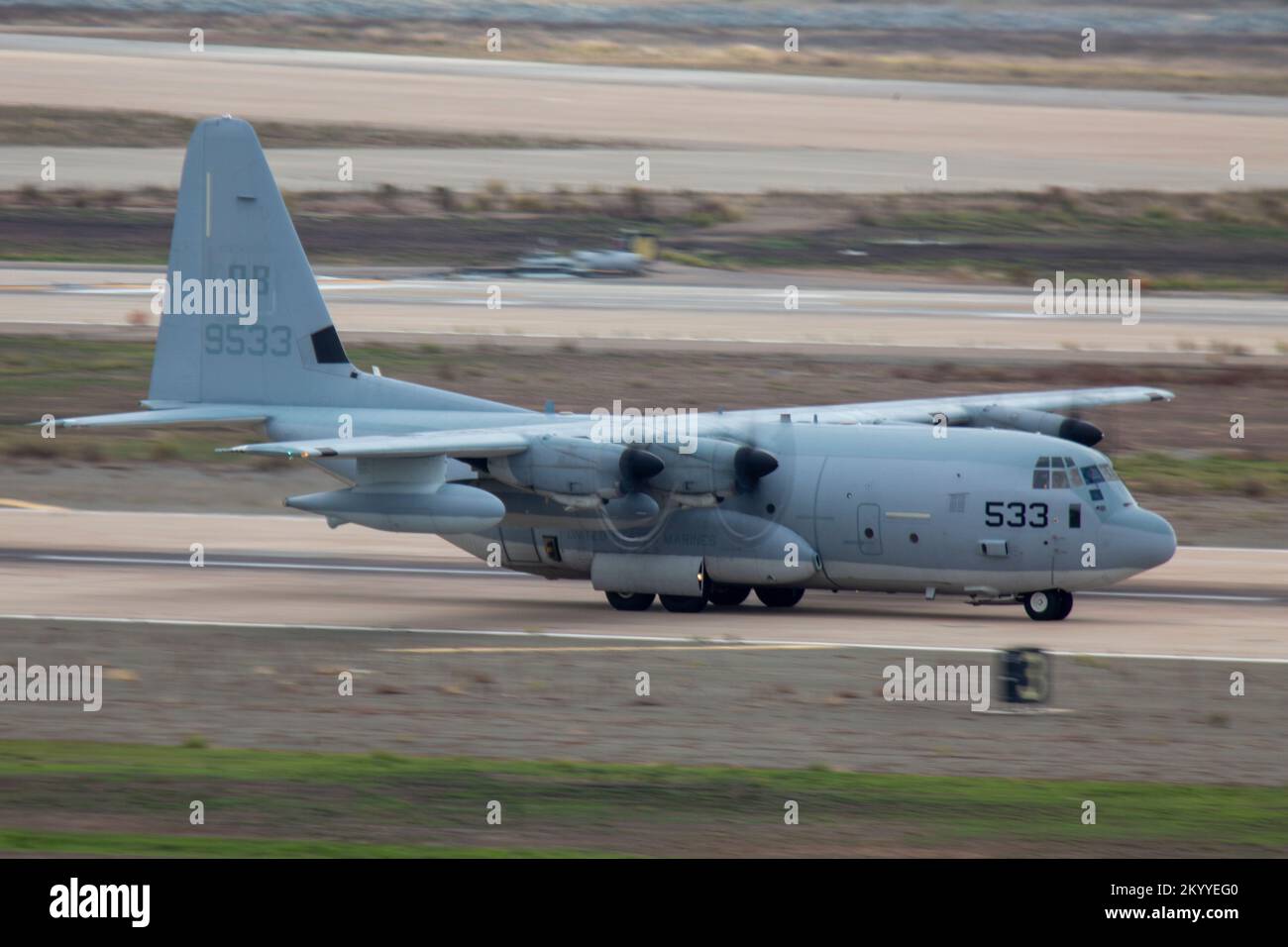 A U.S. Marines KC-130J Super Hercules with Marine Aerial Refueler ...