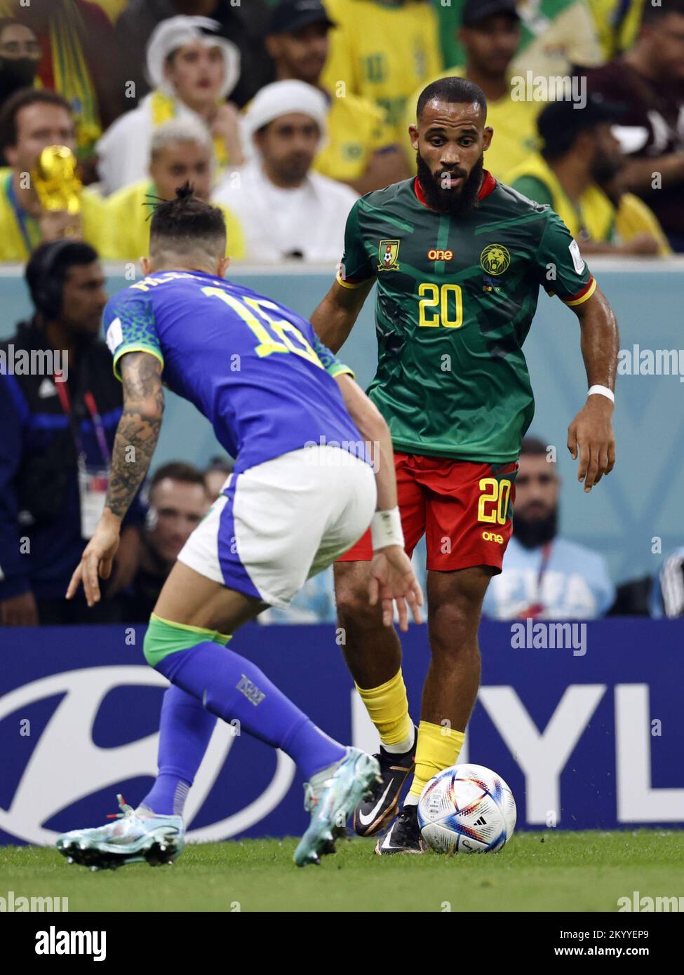 Qatar. 02nd Dec, 2022. LUSAIL CITY - (l-r) Alex Telles of Brazil, Bryan ...