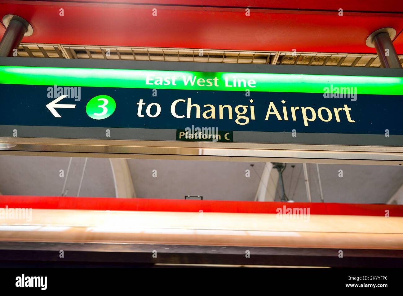 SINGAPORE - NOVEMBER 09, 2015: pointer at MRT platform. The Mass Rapid ...