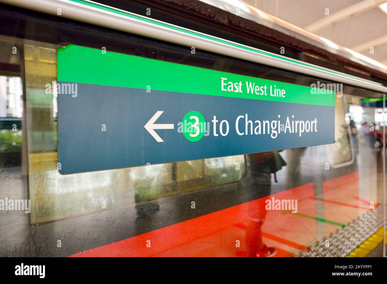 SINGAPORE - NOVEMBER 09, 2015: pointer at MRT platform. The Mass Rapid ...