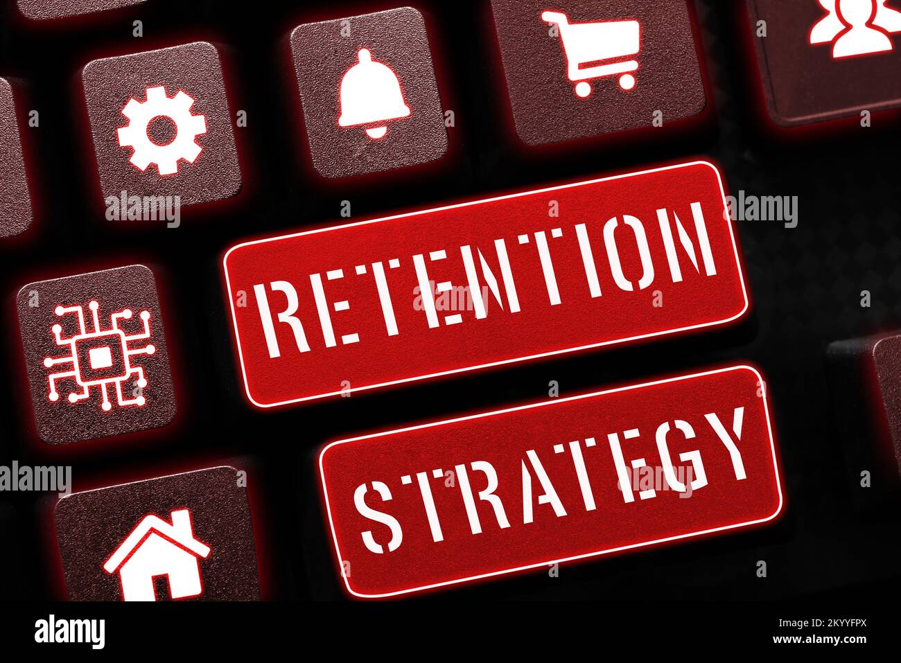 Hand writing sign Retention Strategy. Business showcase activities to ...
