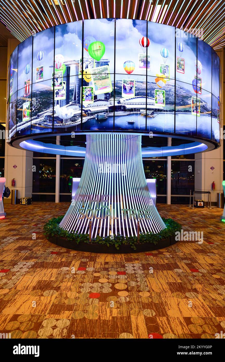 SINGAPORE - NOVEMBER 09, 2015: The Social Tree at Changi Airport. The ...
