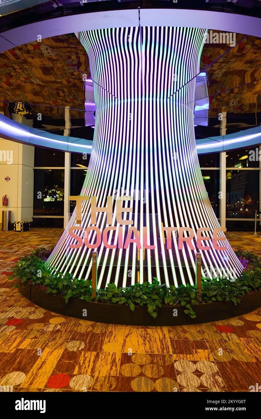 SINGAPORE - NOVEMBER 09, 2015: The Social Tree at Changi Airport. The ...