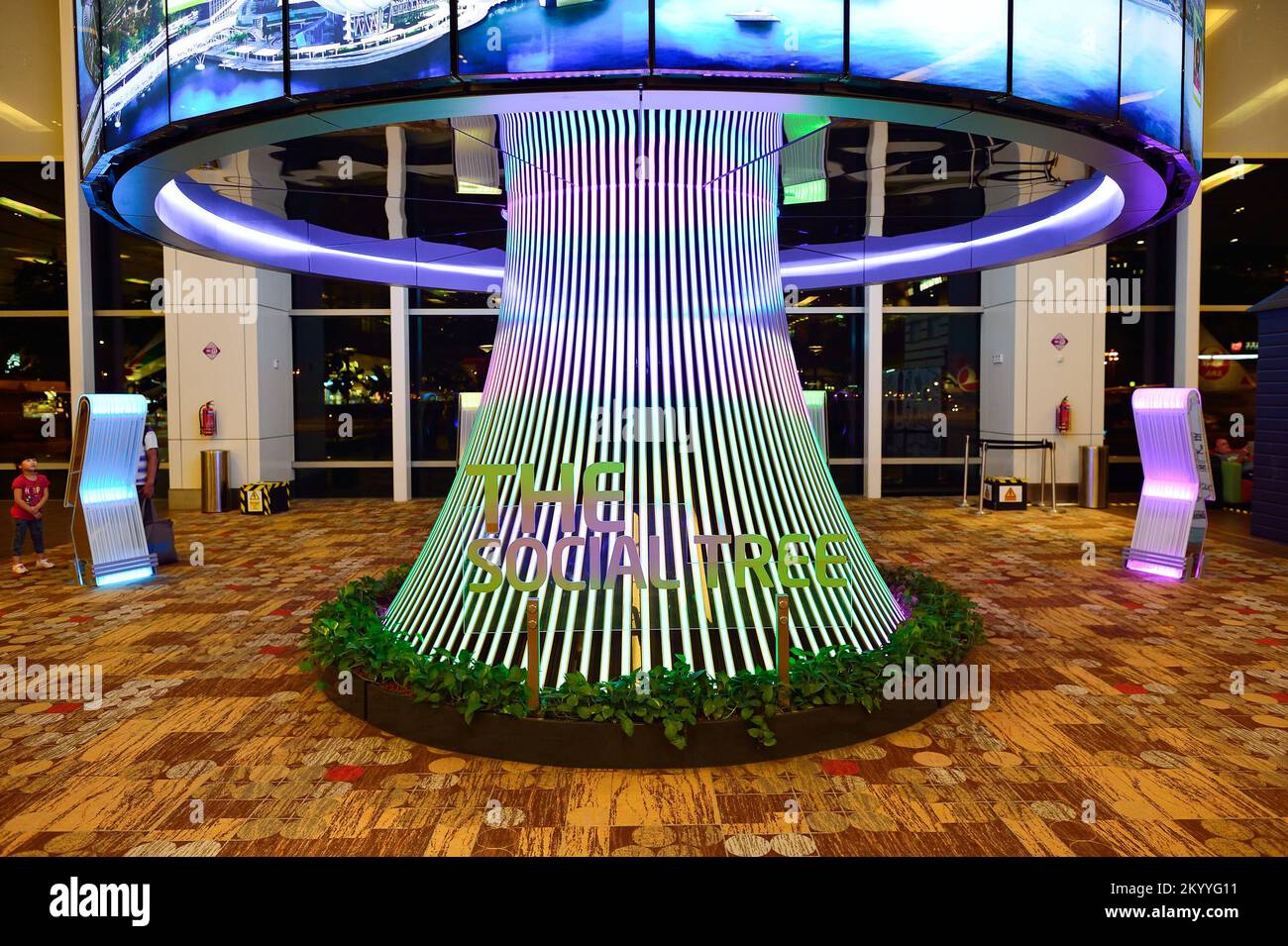 SINGAPORE - NOVEMBER 09, 2015: The Social Tree at Changi Airport. The ...