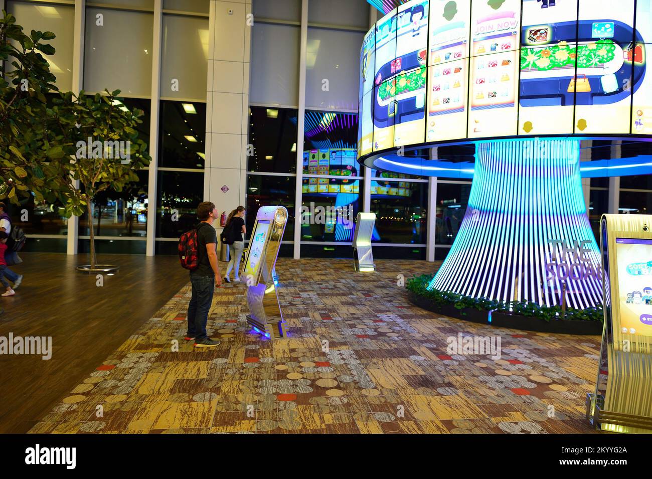 SINGAPORE - NOVEMBER 09, 2015: The Social Tree at Changi Airport. The ...