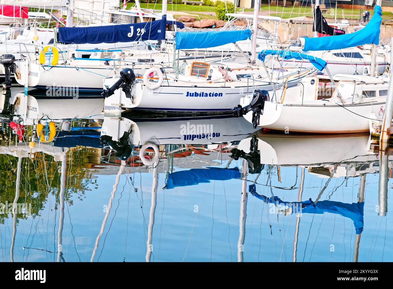 Jubilation Sailboat and Reflection Stock Photo - Alamy