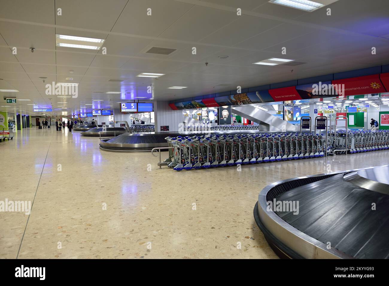 GENEVA, SWITZERLAND - NOVEMBER 18, 2015: Baggage claim area in Geneva ...