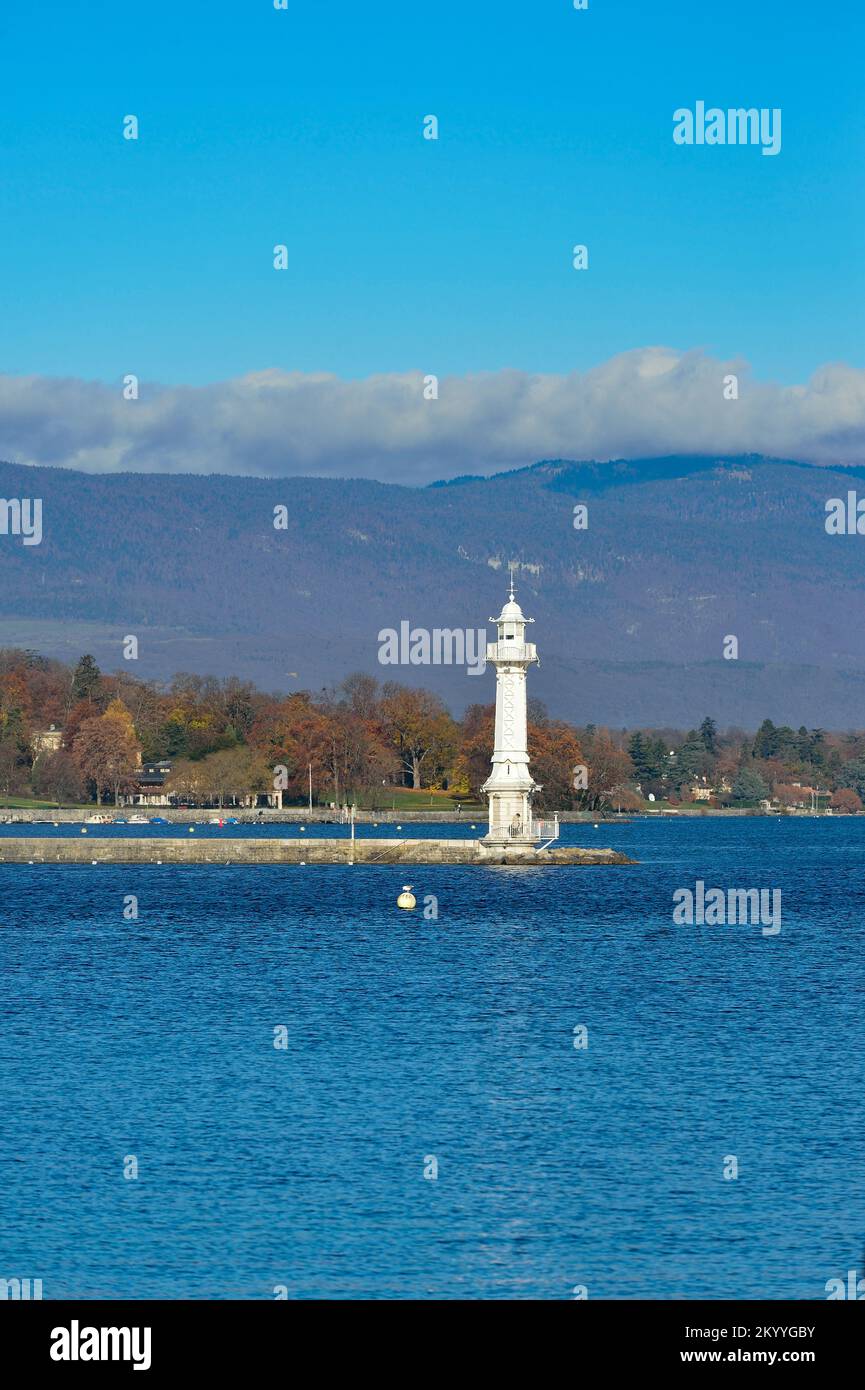Photography of lighthouse in Geneva in the daytime Stock Photo - Alamy