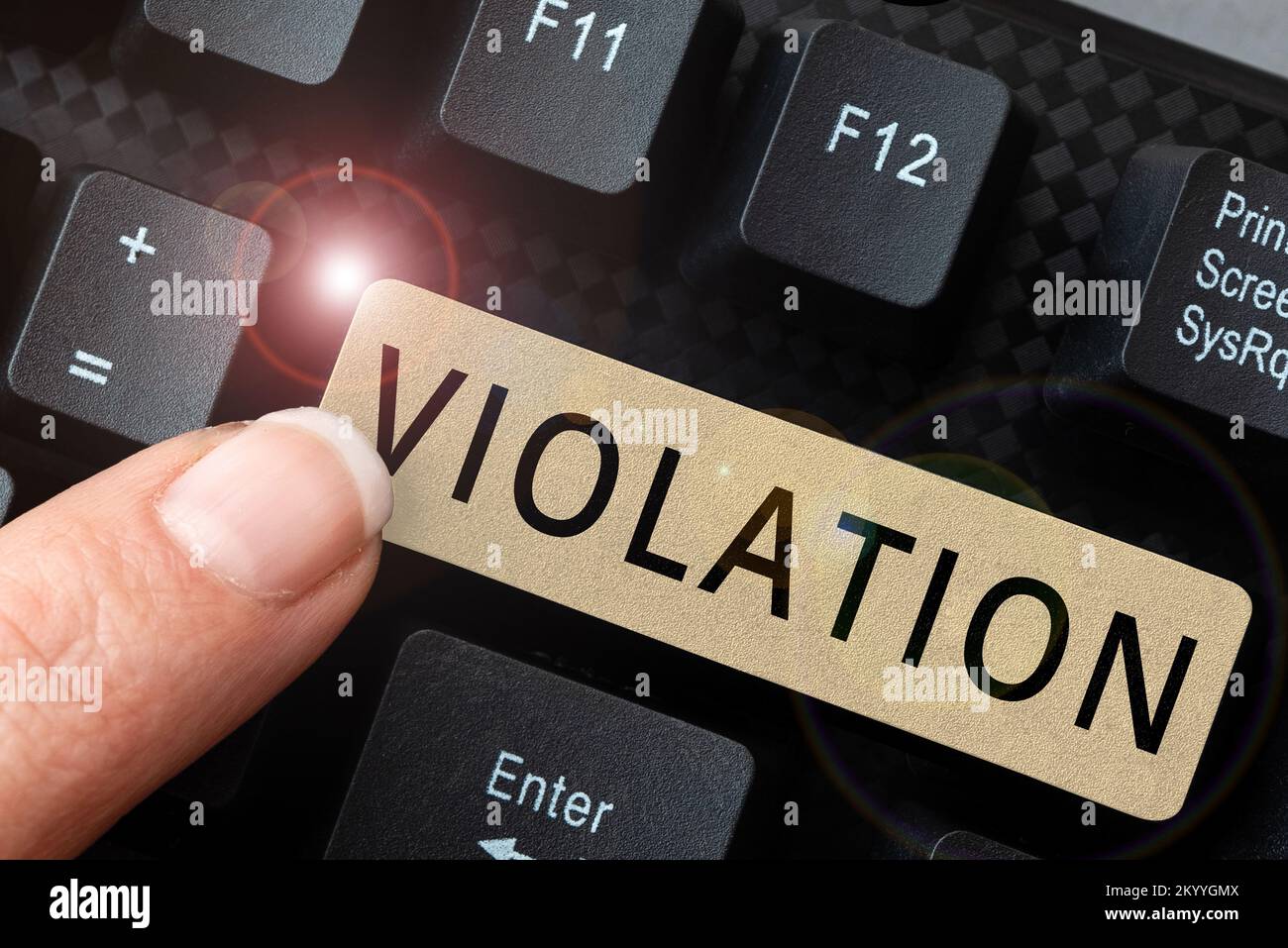 Text sign showing Violation. Word for an infringement of established ...