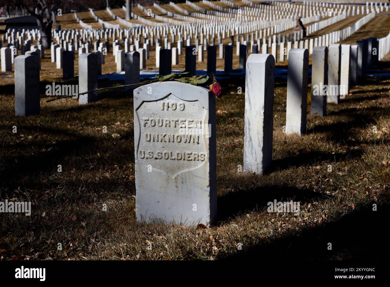 Tombstones mark the graves of unknown U.S. Civil War soldiers buried in ...