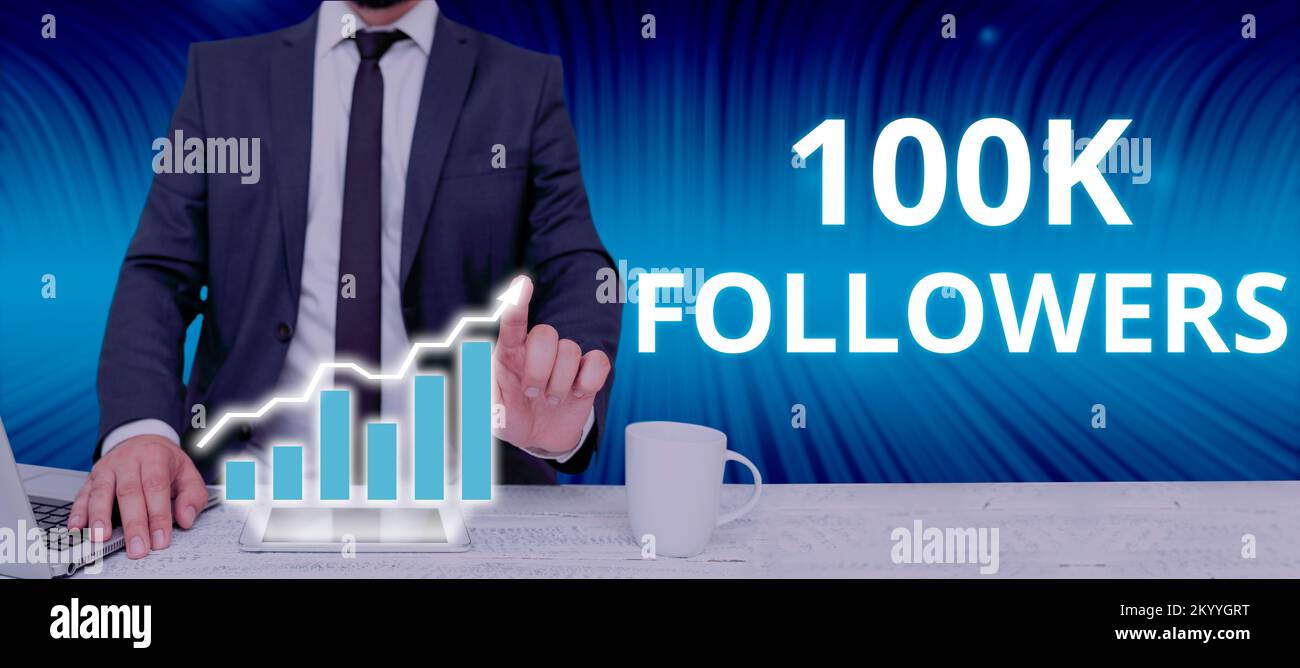 Handwriting text 100K Followers. Business concept number of individuals ...