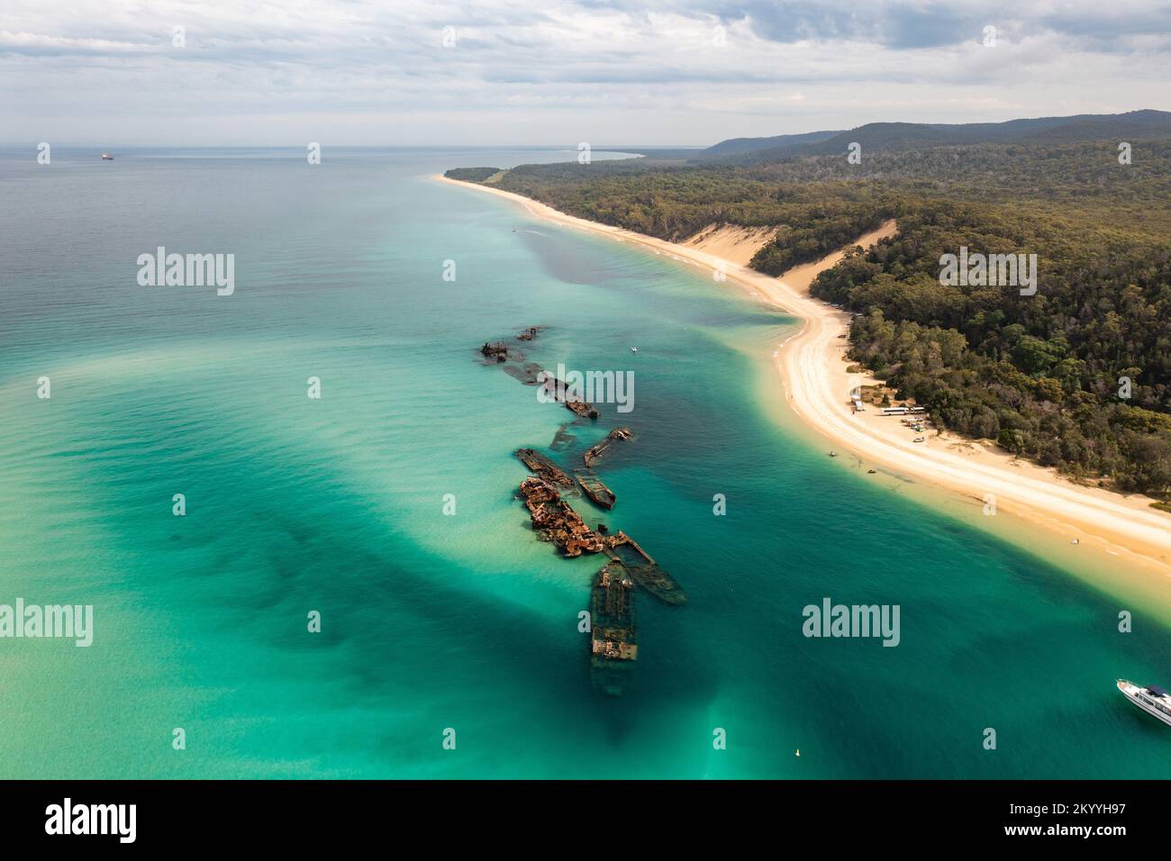 Aerial view of the wrecks at Moreton Island Stock Photo - Alamy