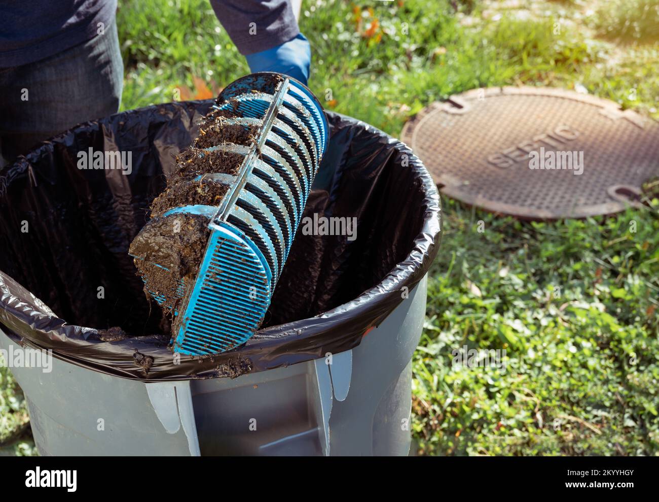 Man holding a Tuf - Tite filter of septic system tank and water wells ...