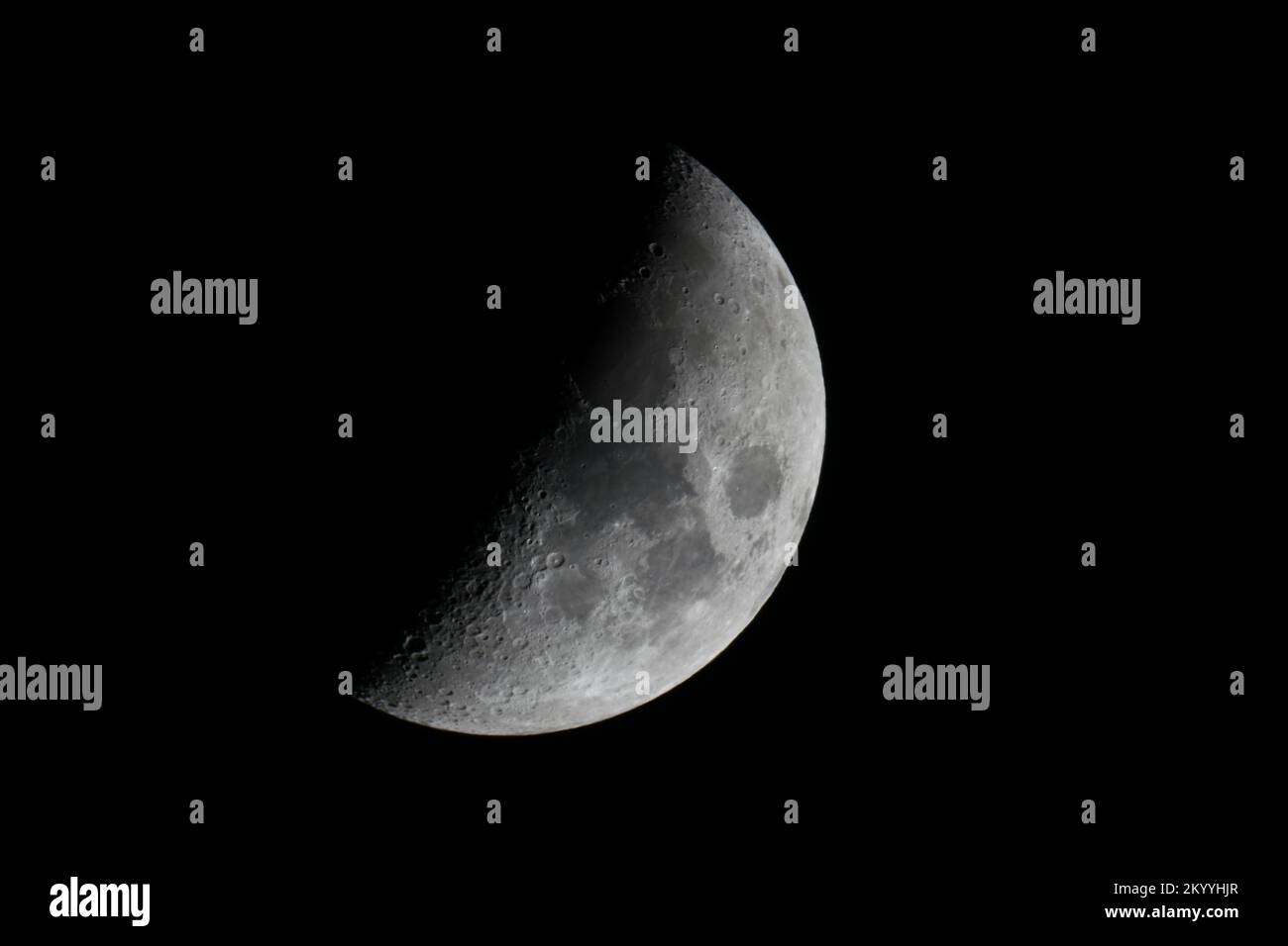 Close up of a waxing half moon as seen on Nov 29, 2022 Stock Photo - Alamy