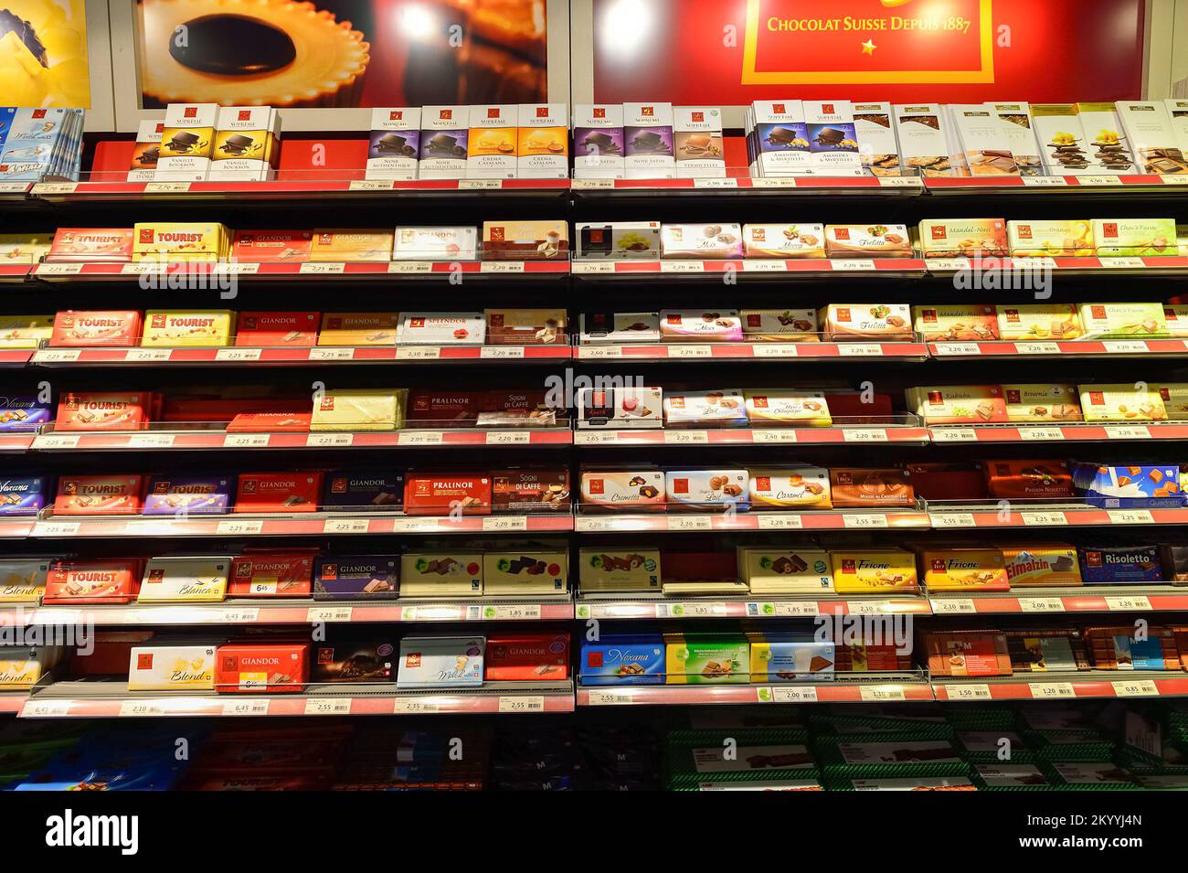GENEVA, SWITZERLAND - SEPTEMBER 18, 2015: interior of Migros ...