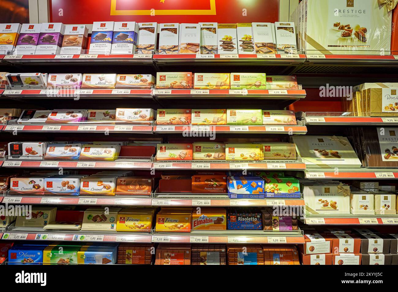 GENEVA, SWITZERLAND - SEPTEMBER 18, 2015: interior of Migros ...