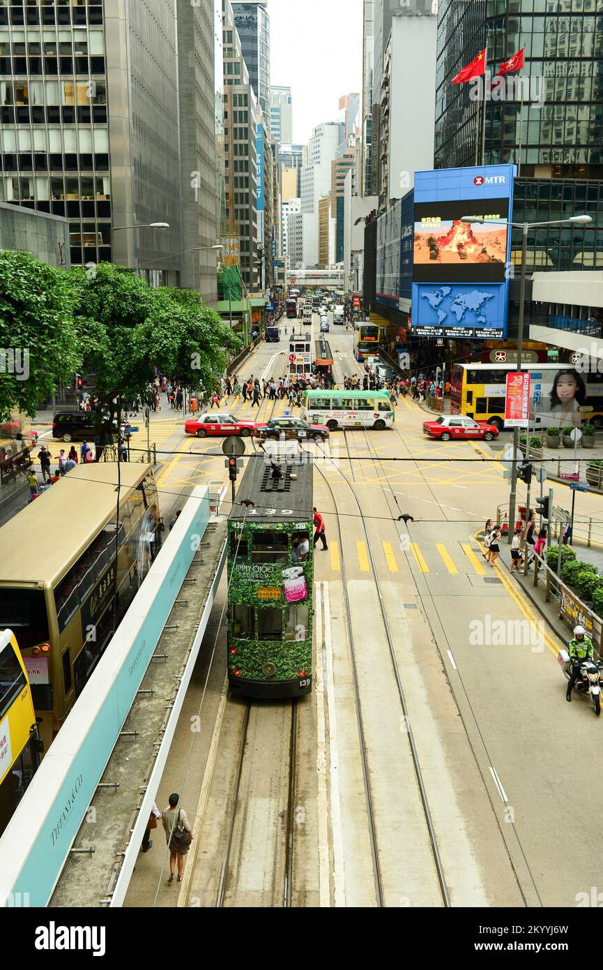 HONG KONG - MAY 06, 2015: Hong Kong double-decker tram in Central ...