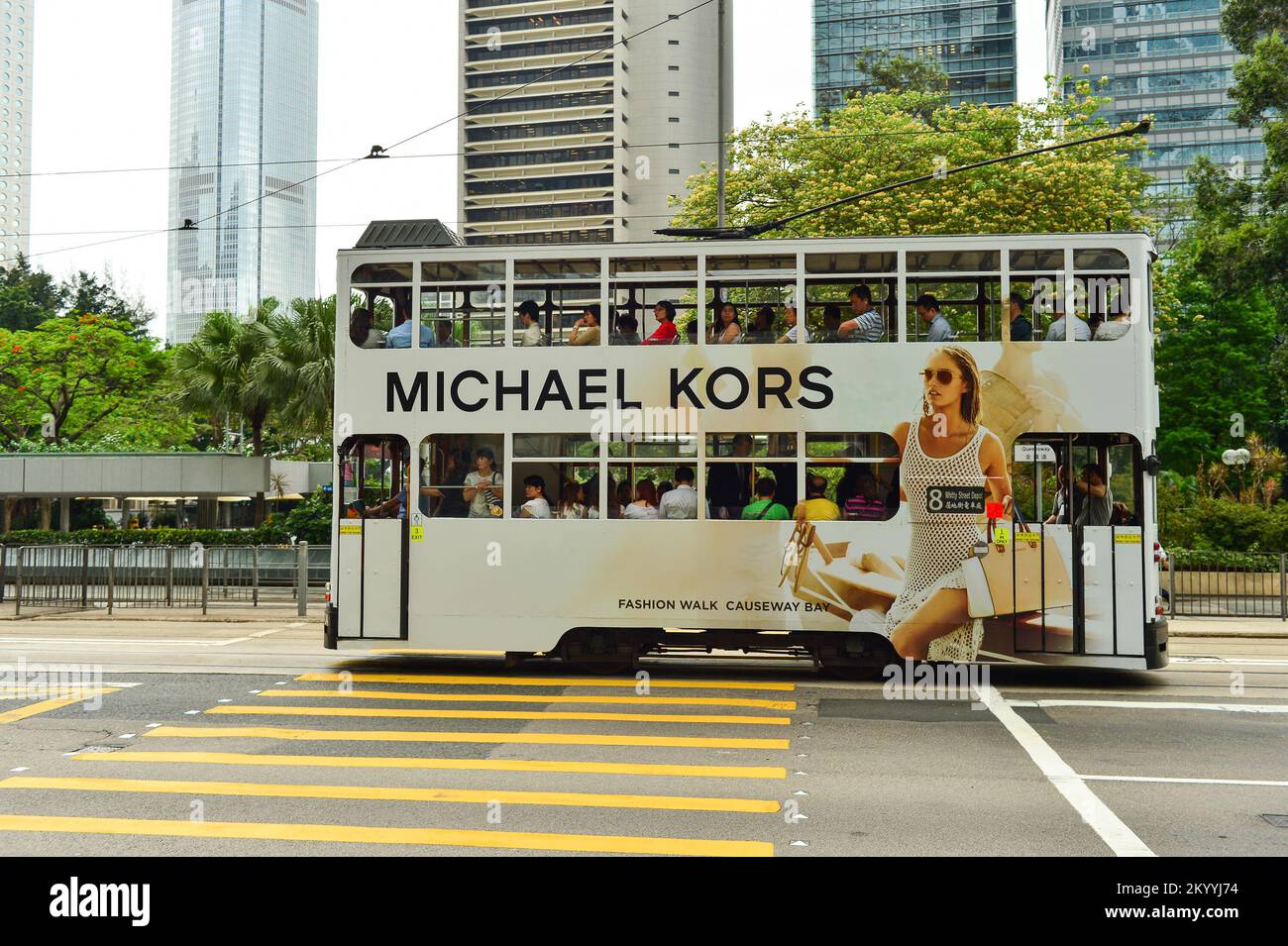 HONG KONG - MAY 06, 2015: Hong Kong double-decker tram in Central ...