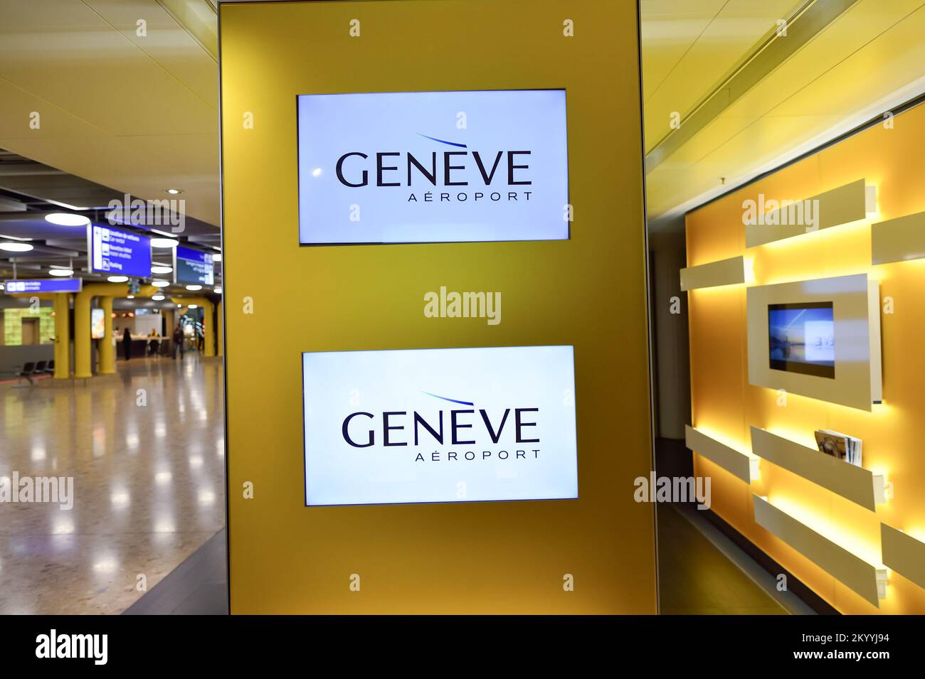 GENEVA, SWITZERLAND - NOVEMBER 19, 2015: interior of Geneva Airport ...