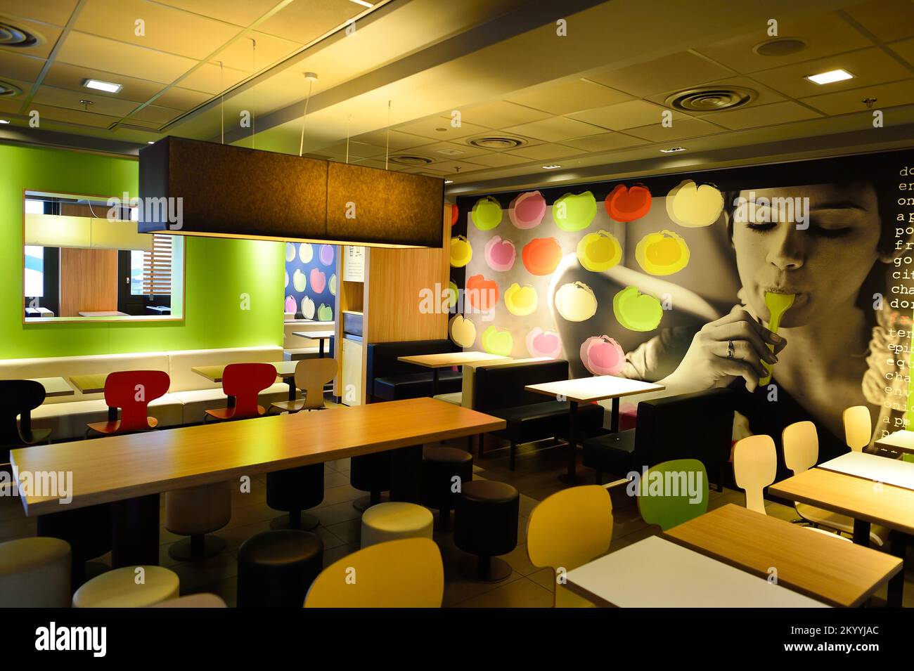 GENEVA, SWITZERLAND - NOVEMBER 19, 2015: McDonald's restaurant interior ...