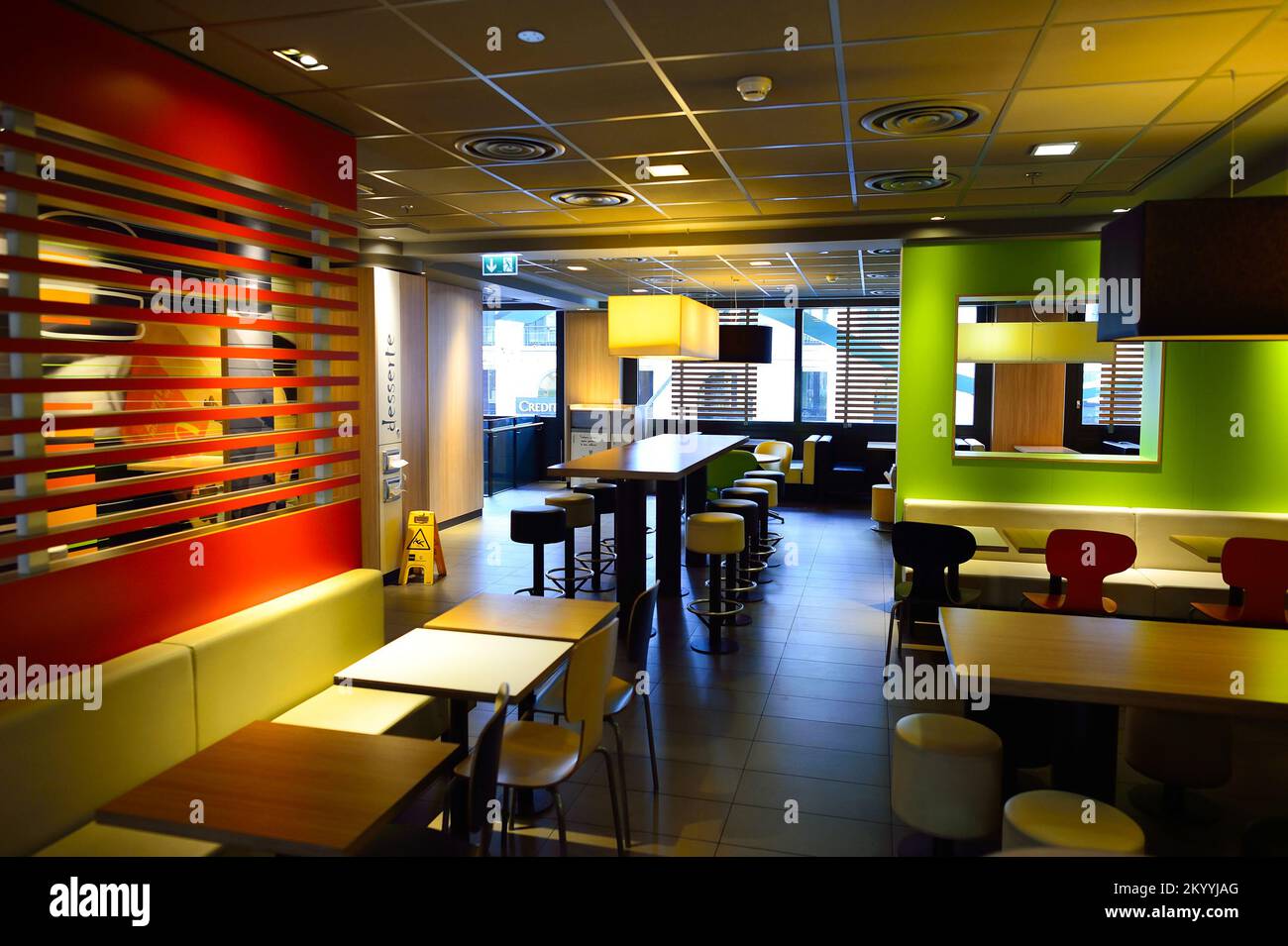 GENEVA, SWITZERLAND - NOVEMBER 19, 2015: McDonald's restaurant interior ...