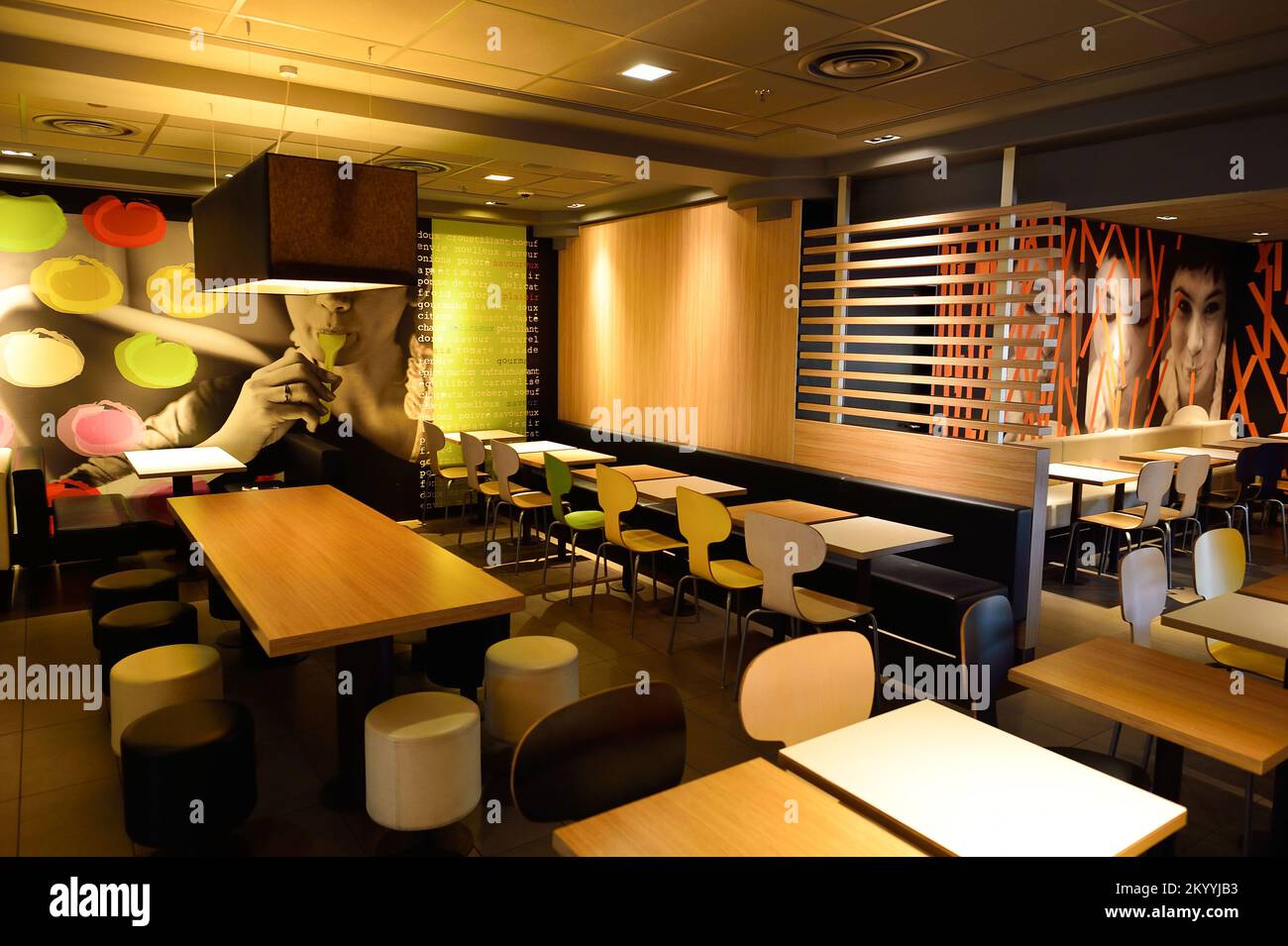 GENEVA, SWITZERLAND - NOVEMBER 19, 2015: McDonald's restaurant interior ...