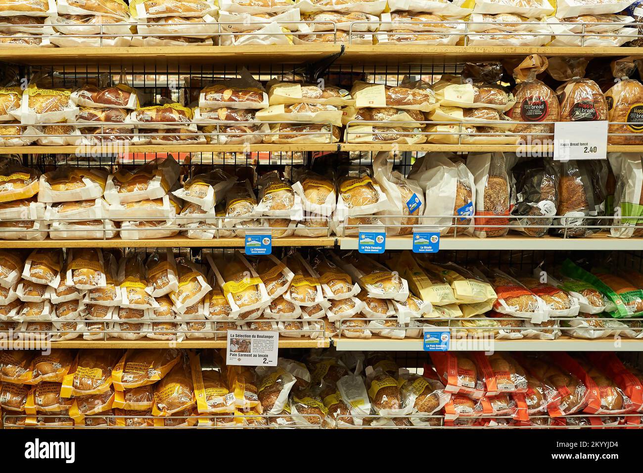 GENEVA, SWITZERLAND - SEPTEMBER 19, 2015: interior of Migros ...